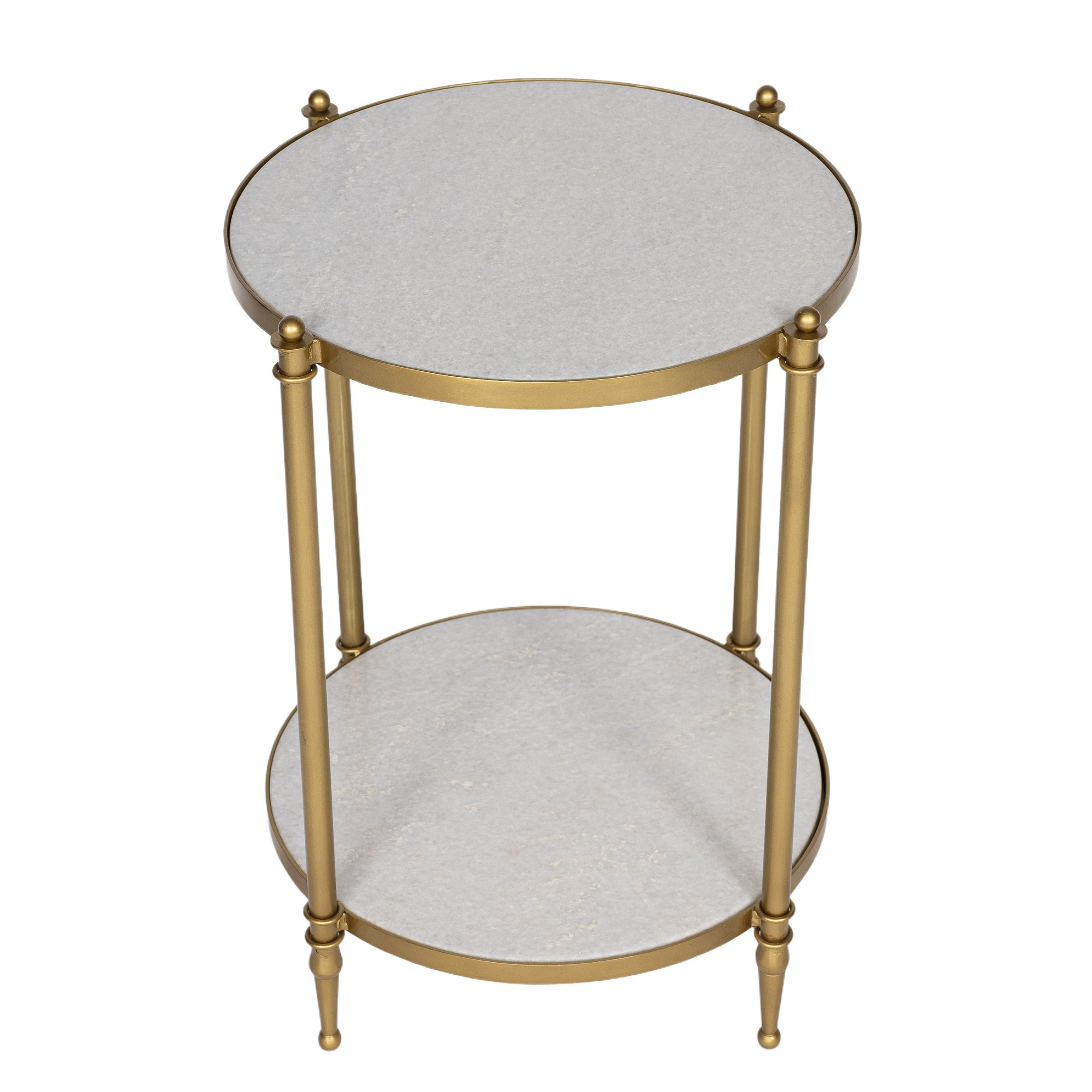 Brushed Gold & Marble Side Table – Highgate House