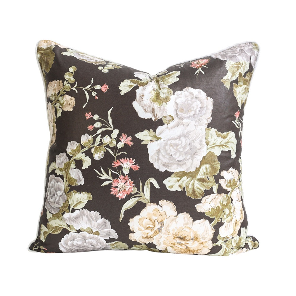 Chocolate Floral Cushion – Highgate House
