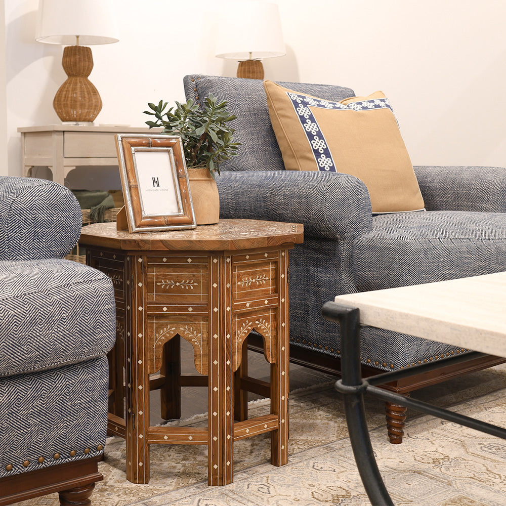 Octagonal Teak Wood & Bone Side Table – Highgate House