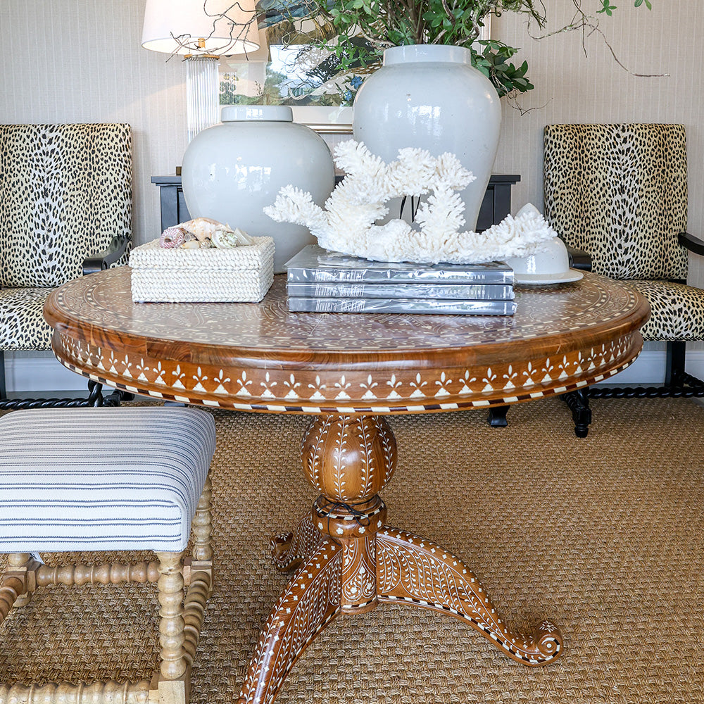 Teak Wood Bone Round Table Highgate House