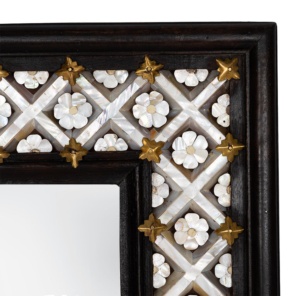Wood & Mother of Pearl Flower Mirror – Highgate House