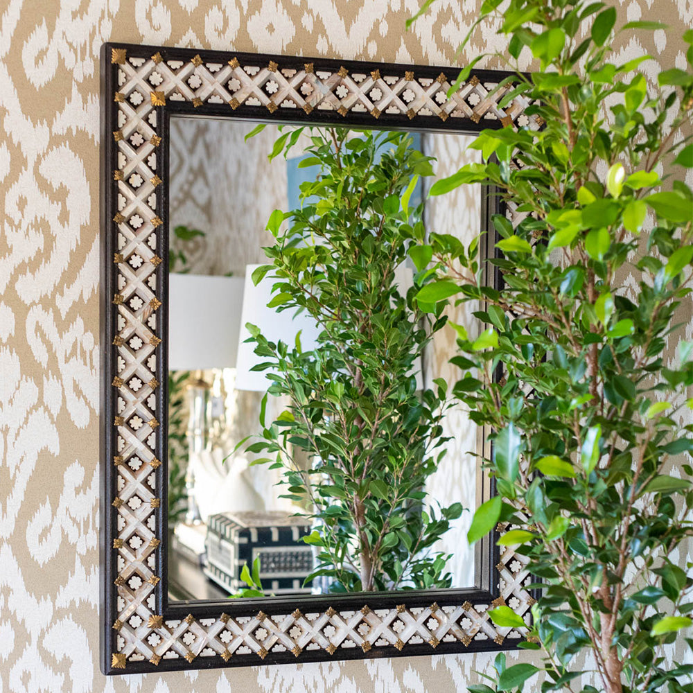Wood & Mother of Pearl Flower Mirror – Highgate House