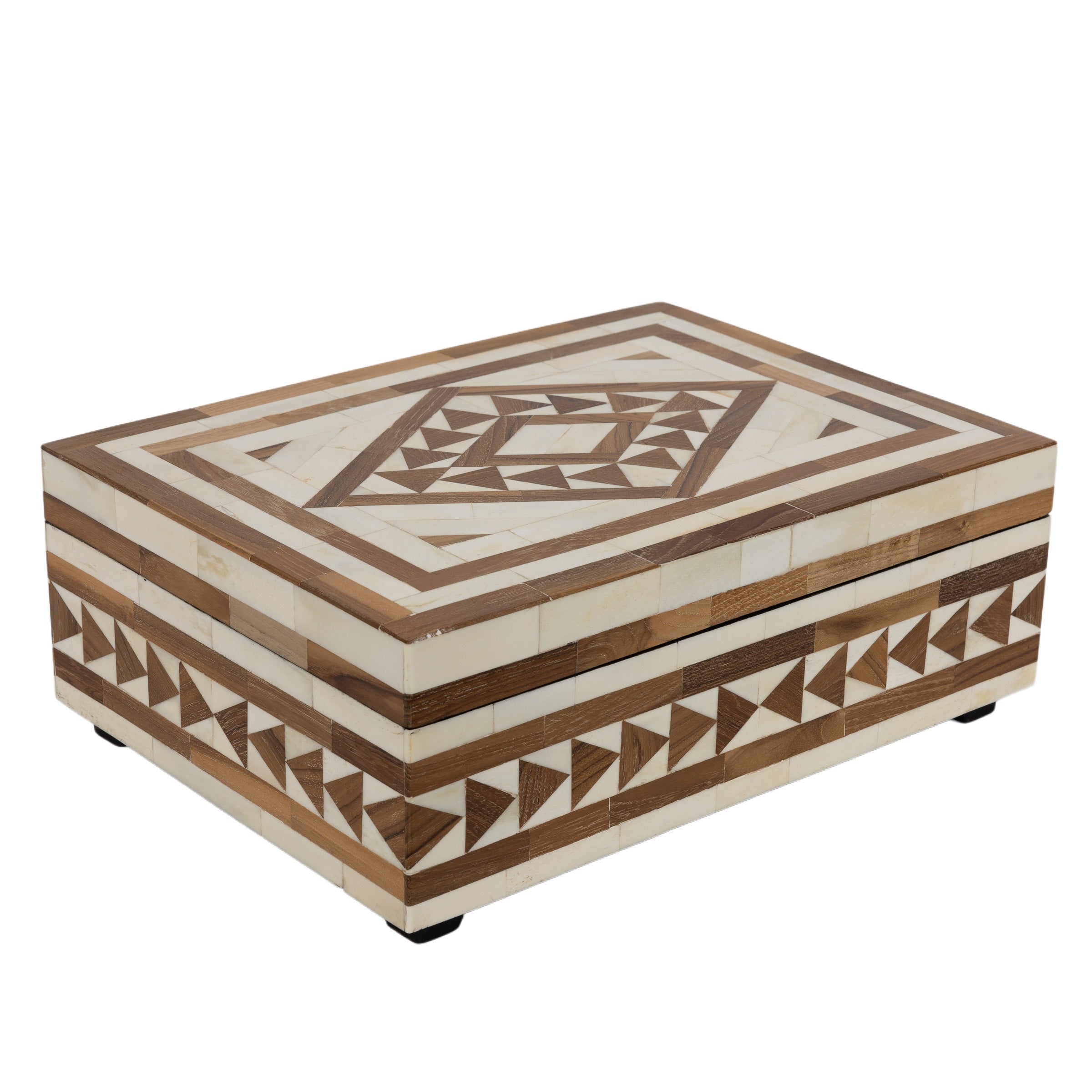 Teak & Bone Inlay Diamond Box – Highgate House